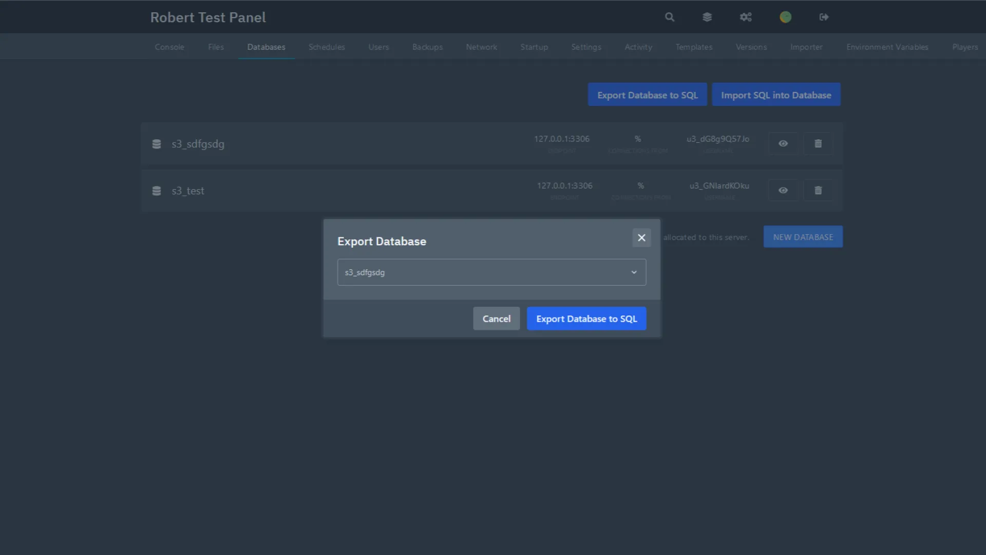 Database Import & Export