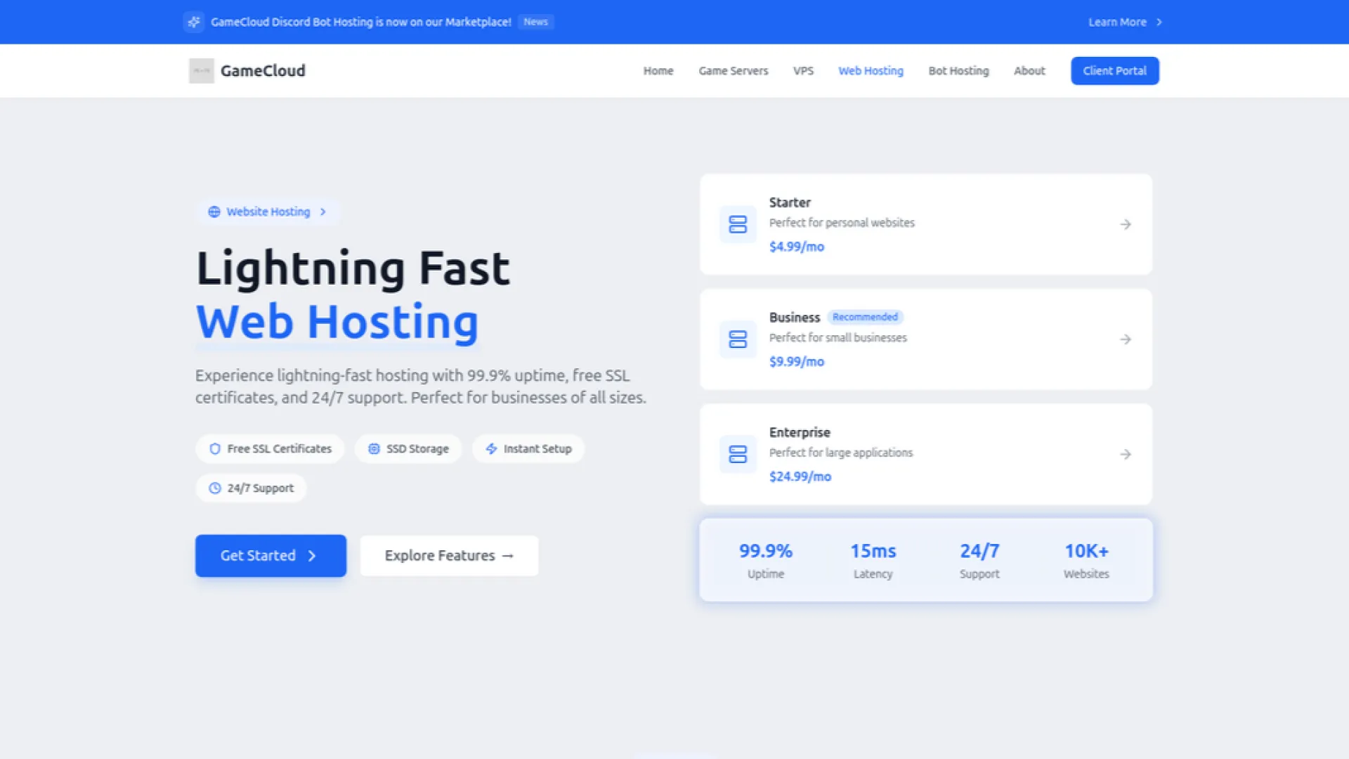 GameCloud - Hosting Company Template