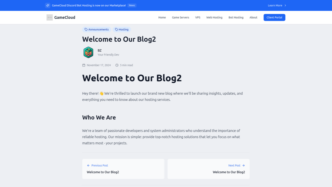 GameCloud - Hosting Company Template