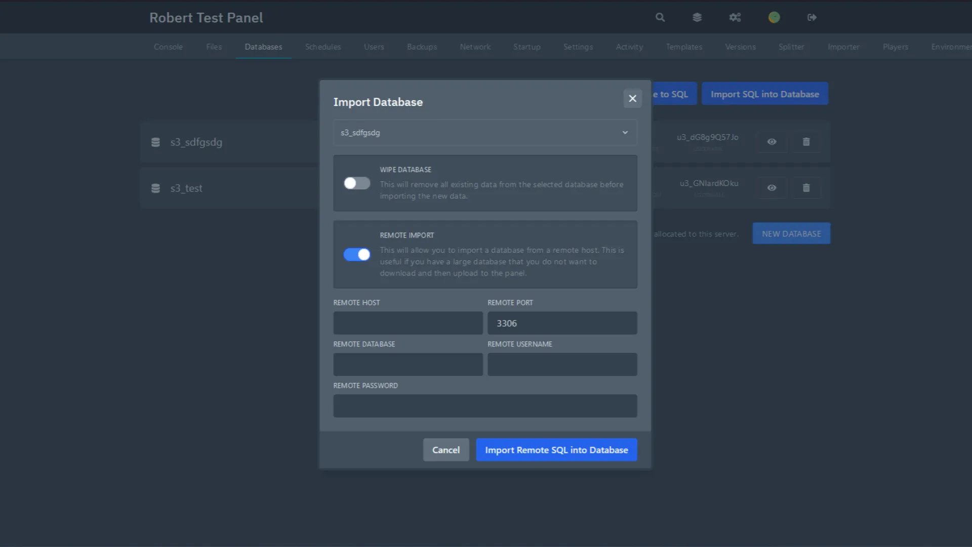 Database Import & Export