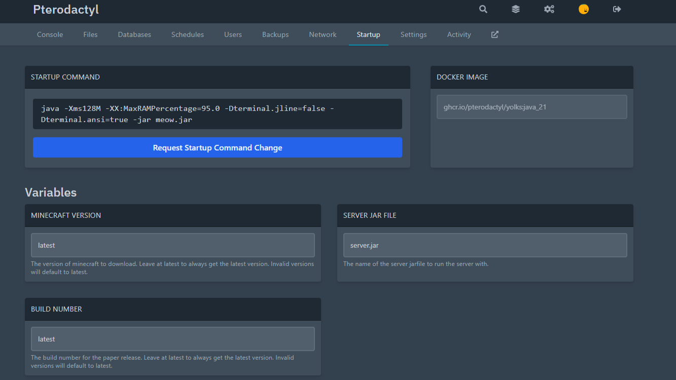 Better Editable Server Startup Command