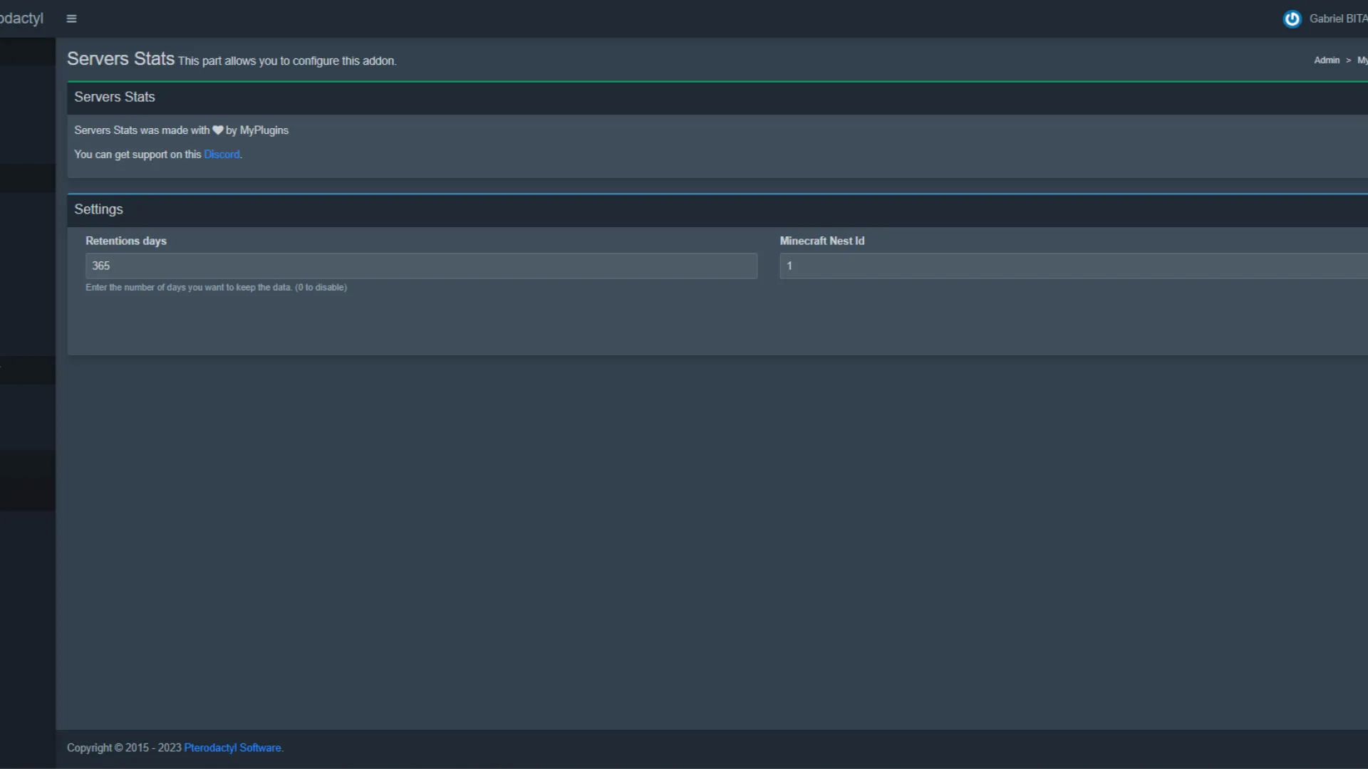Servers Statistics for Pterodactyl