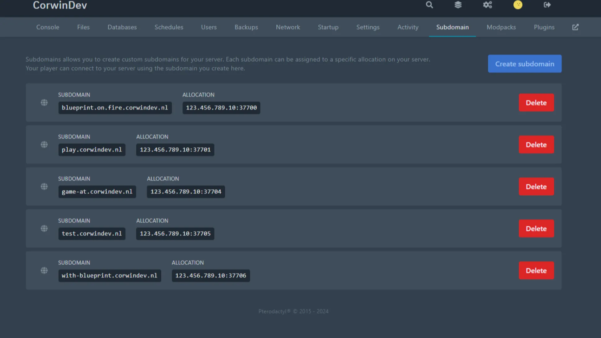 Subdomain Manager for Blueprint